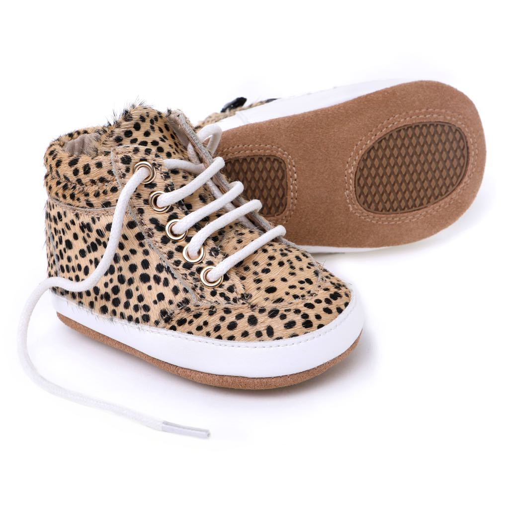 Brooklyn Baby High Top Sneakers in Cheetah - Baby Shoes Kit & Kate